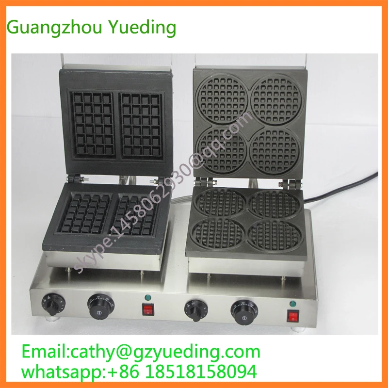 Commercial electric double head egg waffle maker for round waffle and ...