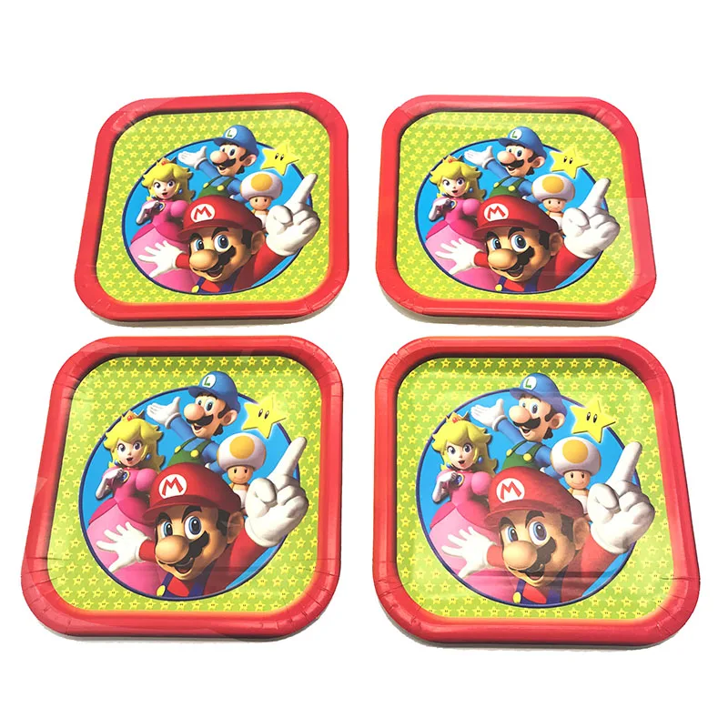 10PCS/LOT MARIO BROS PAPER PLATES SUPER MARIO THEME BIRTHDAY PAPER ...