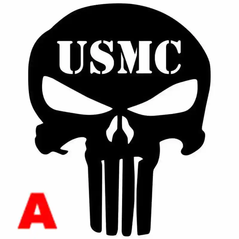 USMC PUNISHER SKULL Skeleton Car Sticker Decal Motorcycle Decorative ...
