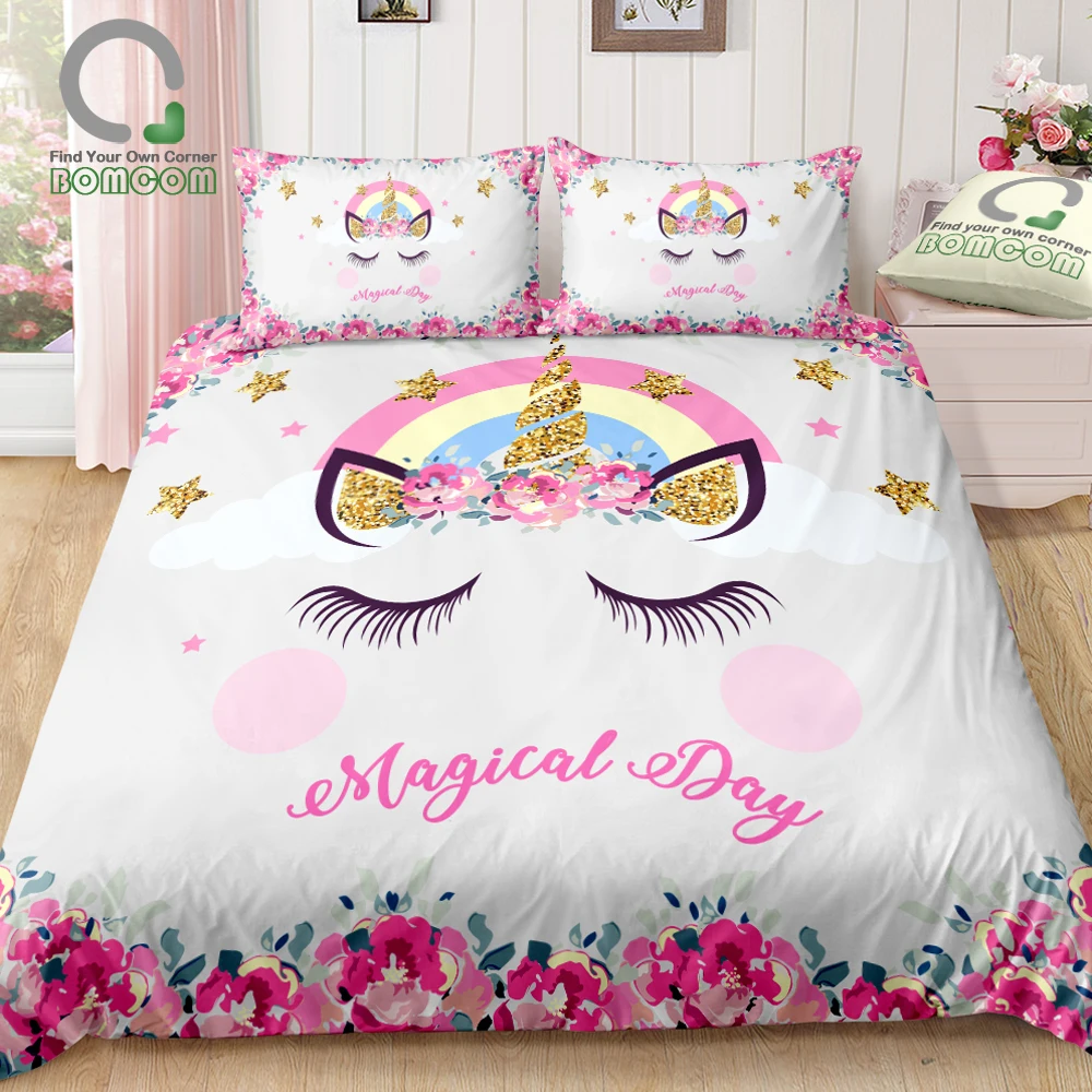 BOMCOM набор пододеяльников для пуховых одеял с единорогом, подарки для ...