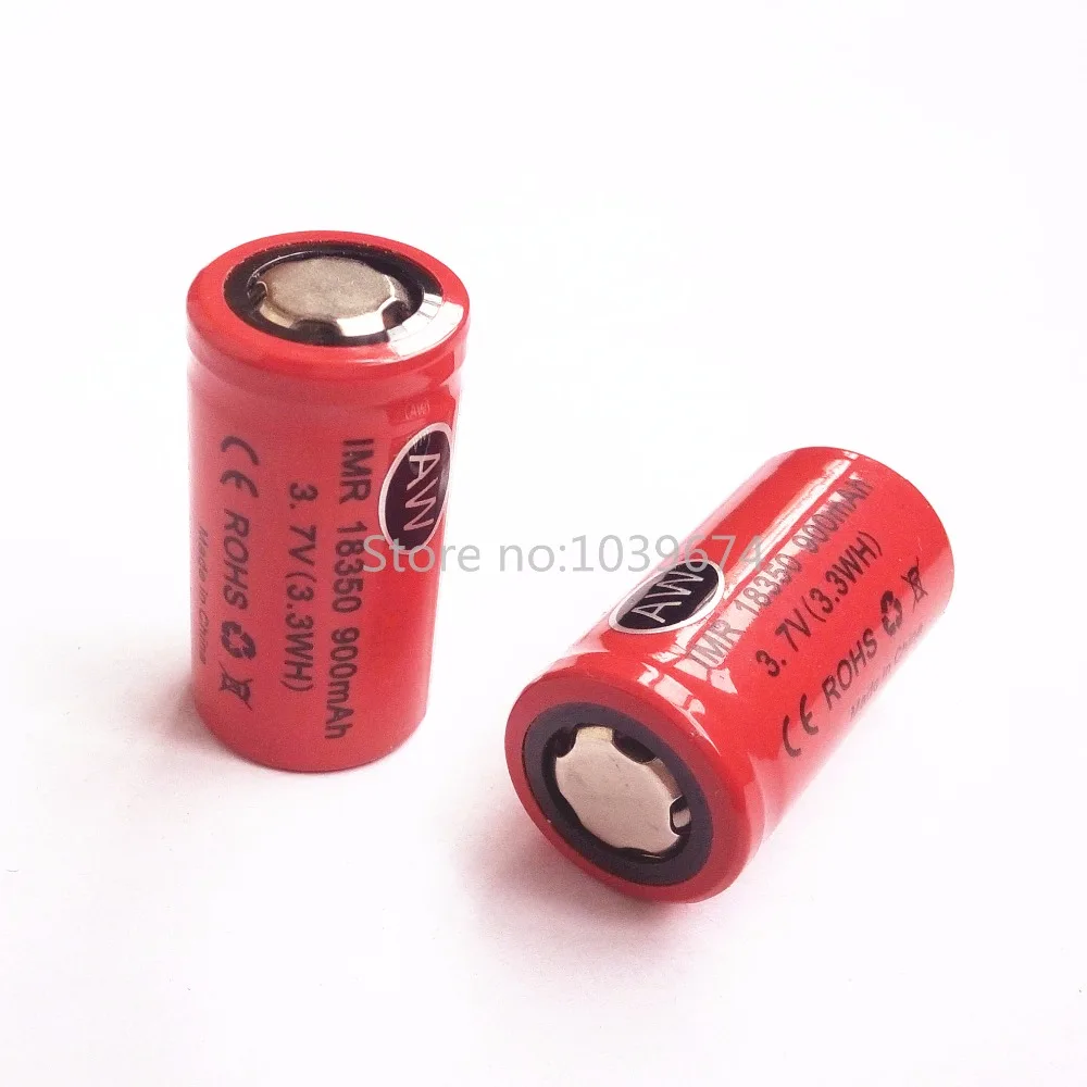 Celda de batería recargable de iones de litio, pila recargable de alta potencia de 18350, 900mah ...