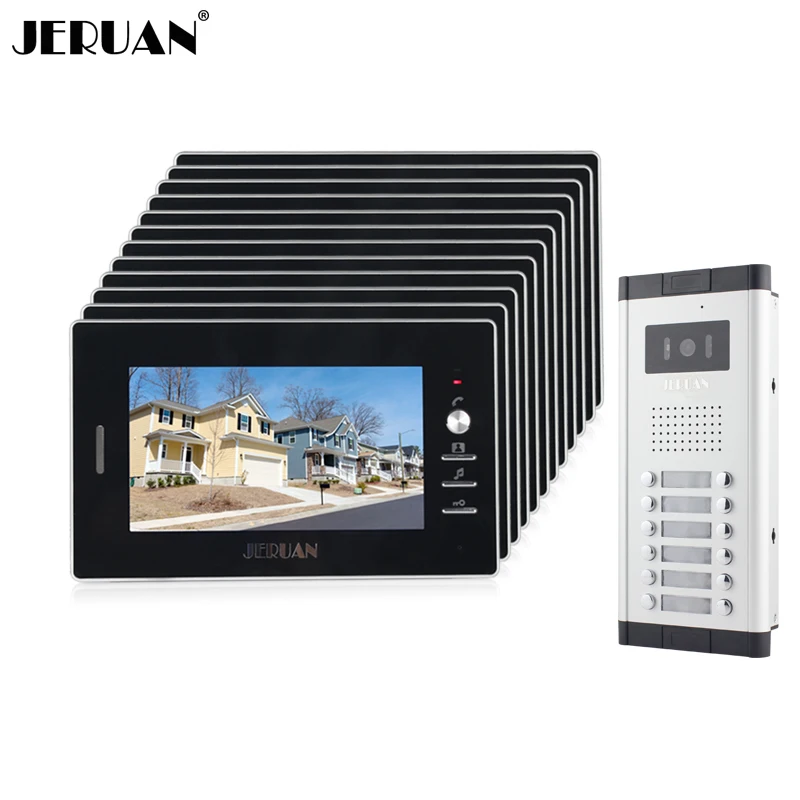 JERUAN New Apartment Intercom System 7`` Color Video Door Phone ...
