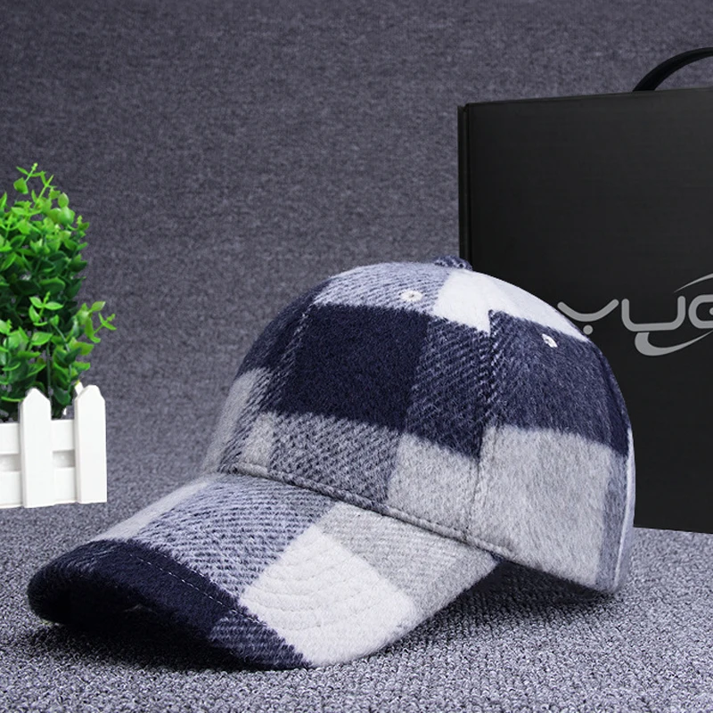 Korea Fashion 100% Wool baseball cap Hats Men's Fall Winter Hat Cozy ...