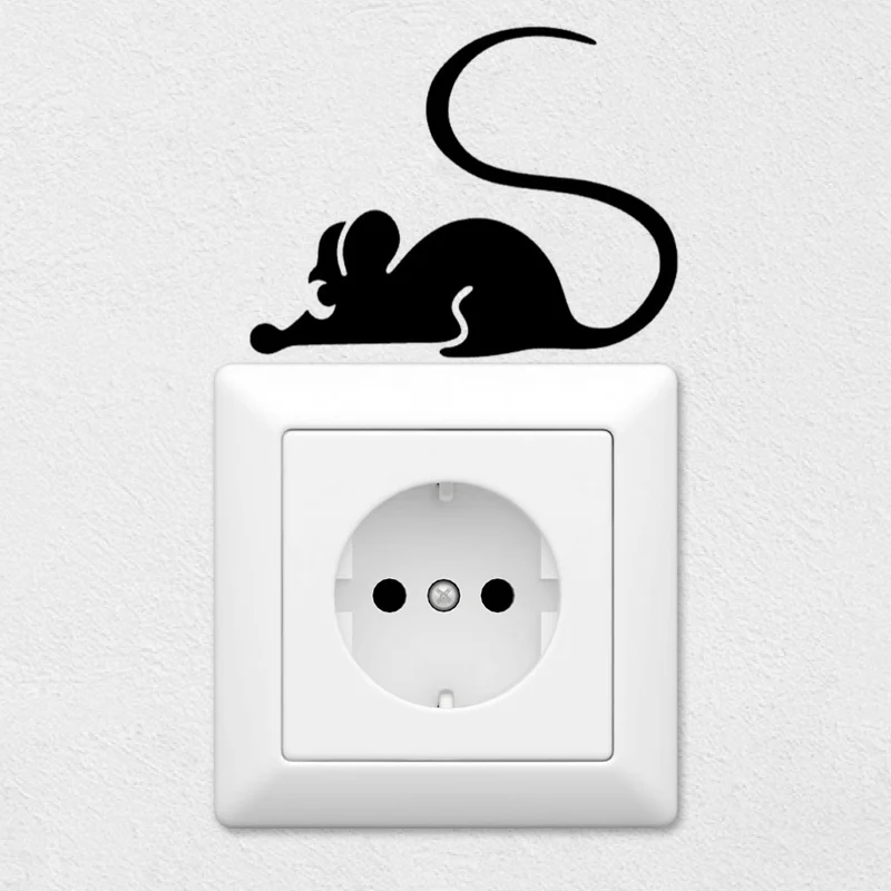 Black Cute Mouse Switch Stickers Vinyl DIY Wall Stickers Home ...