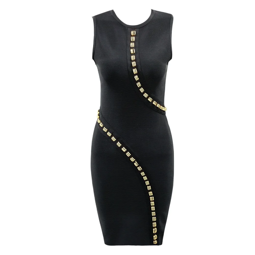 Shine Beauty 2018 New Sleeveless Round Neck Slim Sexy Bandage Hip Was