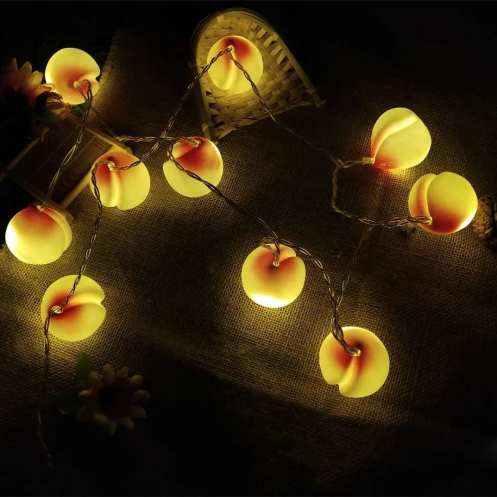 10 LED Peach Modeling Light String Creative Fruit Fairy Holiday Lamp ...