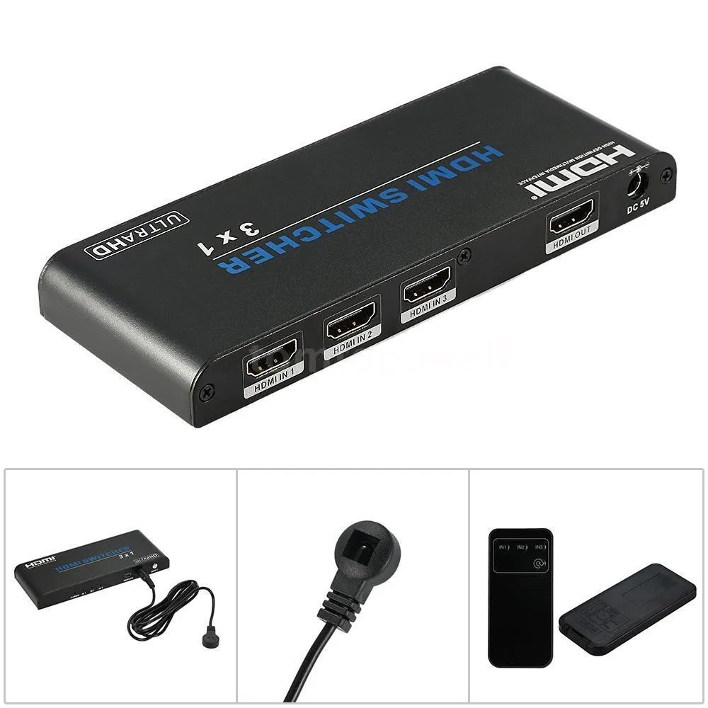 3x1 Hdmi 2 0 Switcher 3 Input 1 Output Hdmi Switch Support 3d Uhd 4k