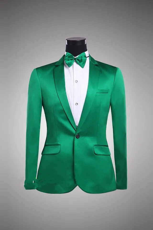 Fashion Korean Style Men Suits Slim Costumes Terno Masculino Turquoise ...