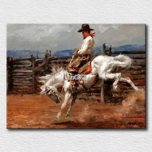 Abstract wall painting of cowboy prints canvas pictures for home ...