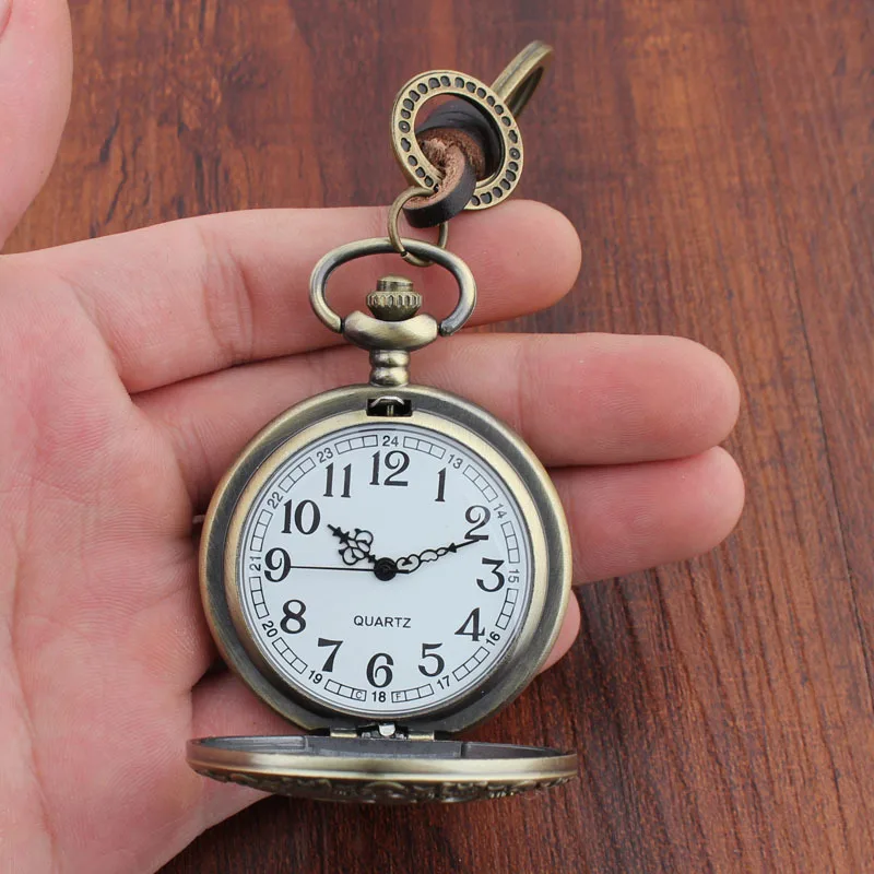 Male-Unique-Keyring-Pappy-Large-Size-Bronze-Pocket-Watch-Cowhide-Rope ...