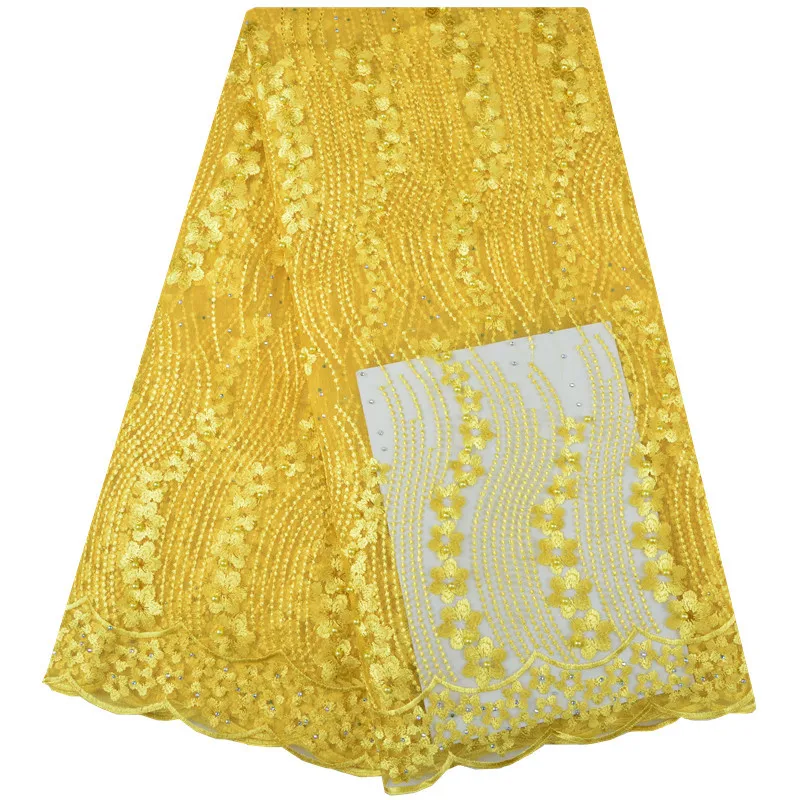 Hermosa tela de encaje de cordón dorado bordada, tela de encaje ...