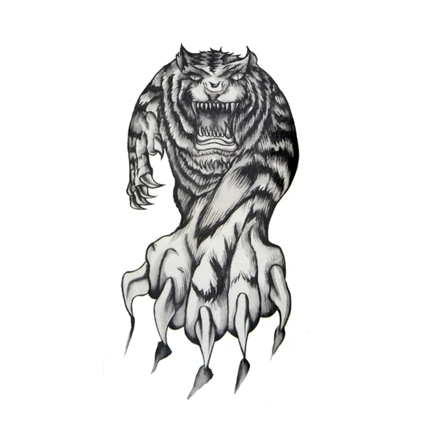 Tiger Ripping Skin Tattoo