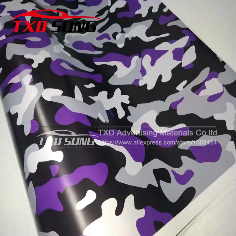 Digital Printing Purple Black Camo Vinyl Car Wrap Styling With Air ...