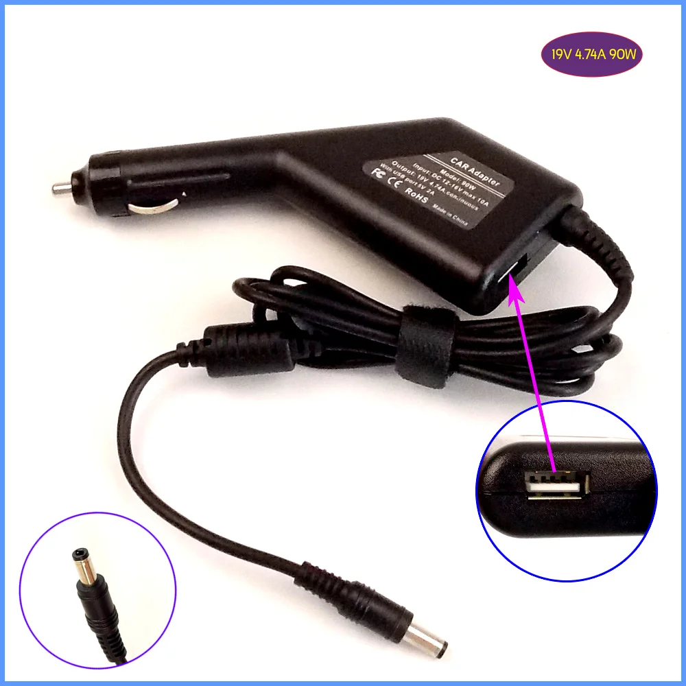19V 4.74A 90W Laptop Car DC Power Adapter Charger + USB for Lenovo G430 ...