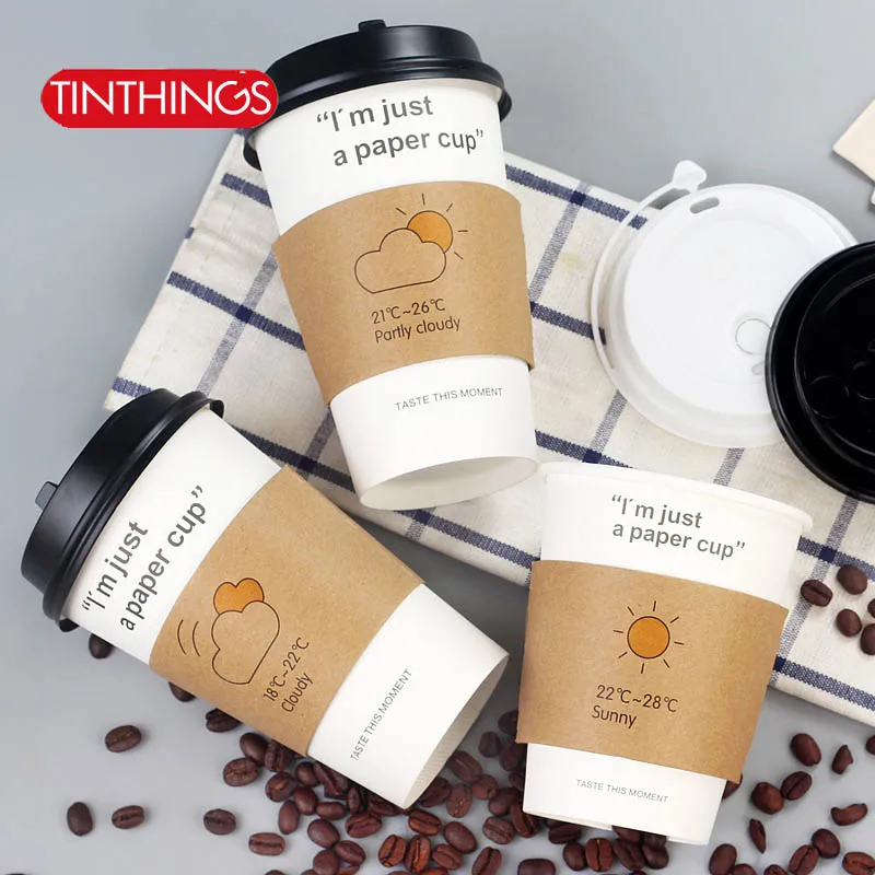 200pcs Disposable Cup Sleeve For 12/16oz Cups Weather Forecast Double ...