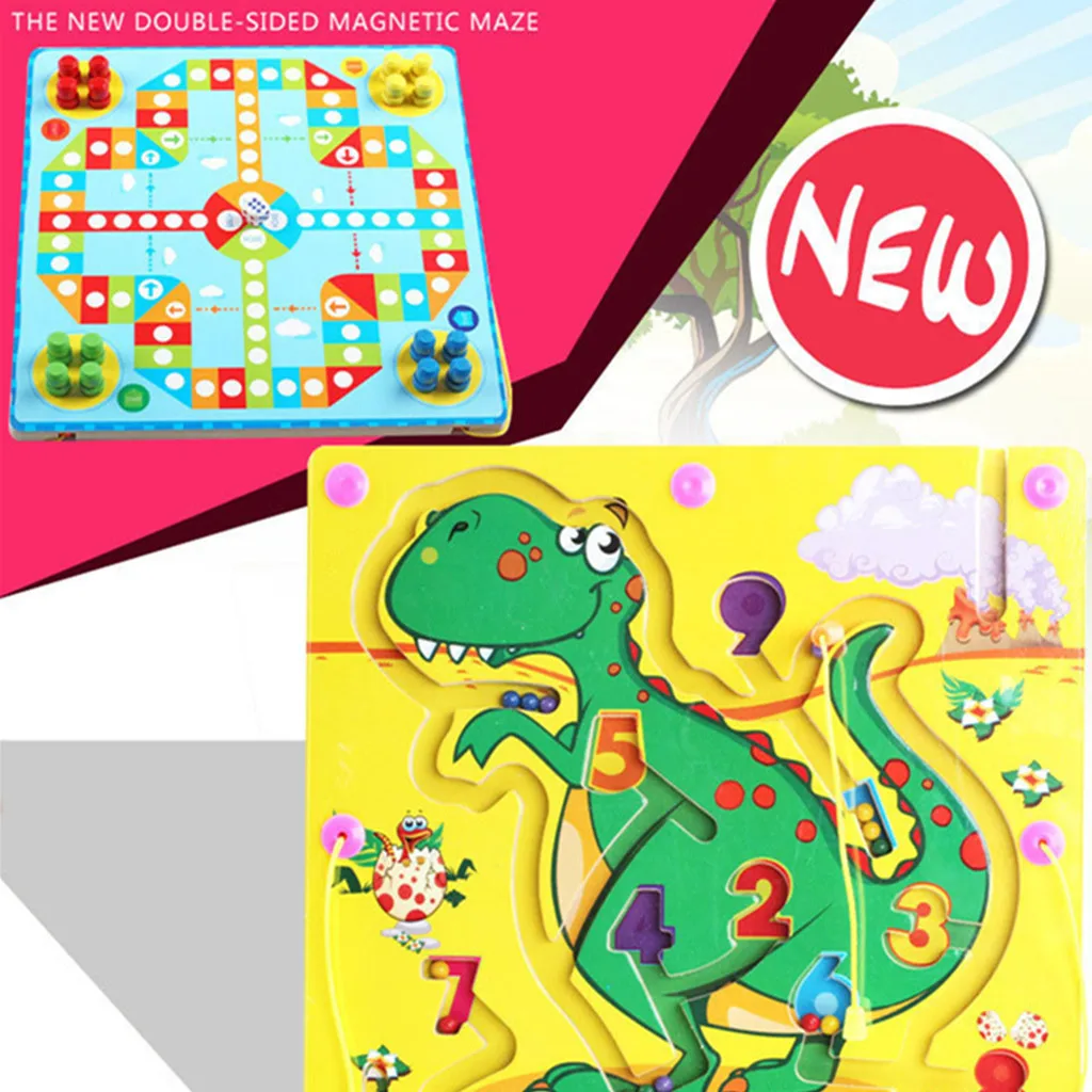 Kids Magnetic Maze Toys Kids Wooden Game Toy Cartoon Wooden Animal ...