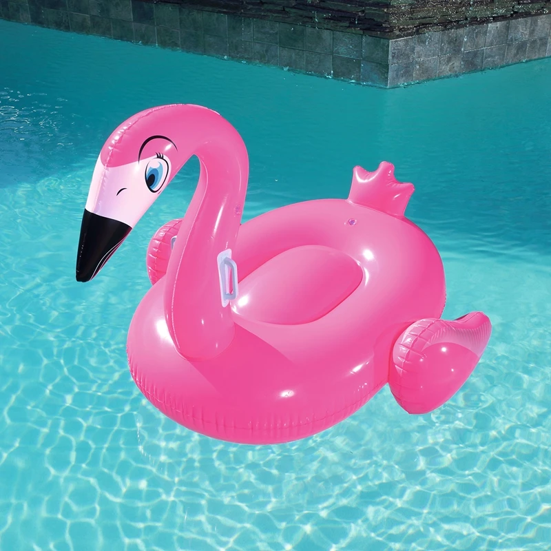 53inch-Inflatable-Pretty-Pink-Flamingo-Rider-For-Girls-Kids-Swimming ...