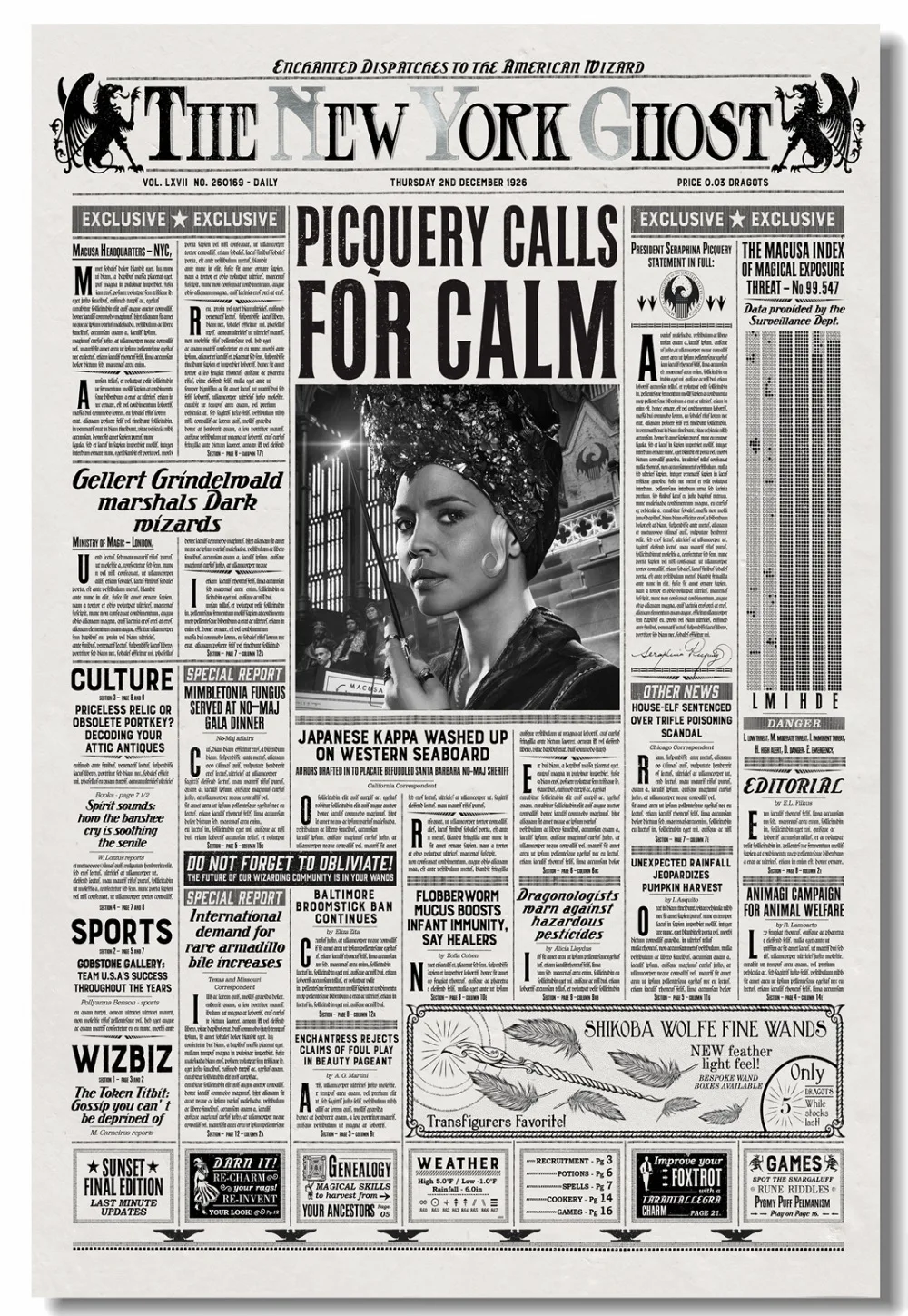 Custom-Canvas-Wall-Decor-Fantastic-Beasts-Poster-Magic-Newspaper-The ...
