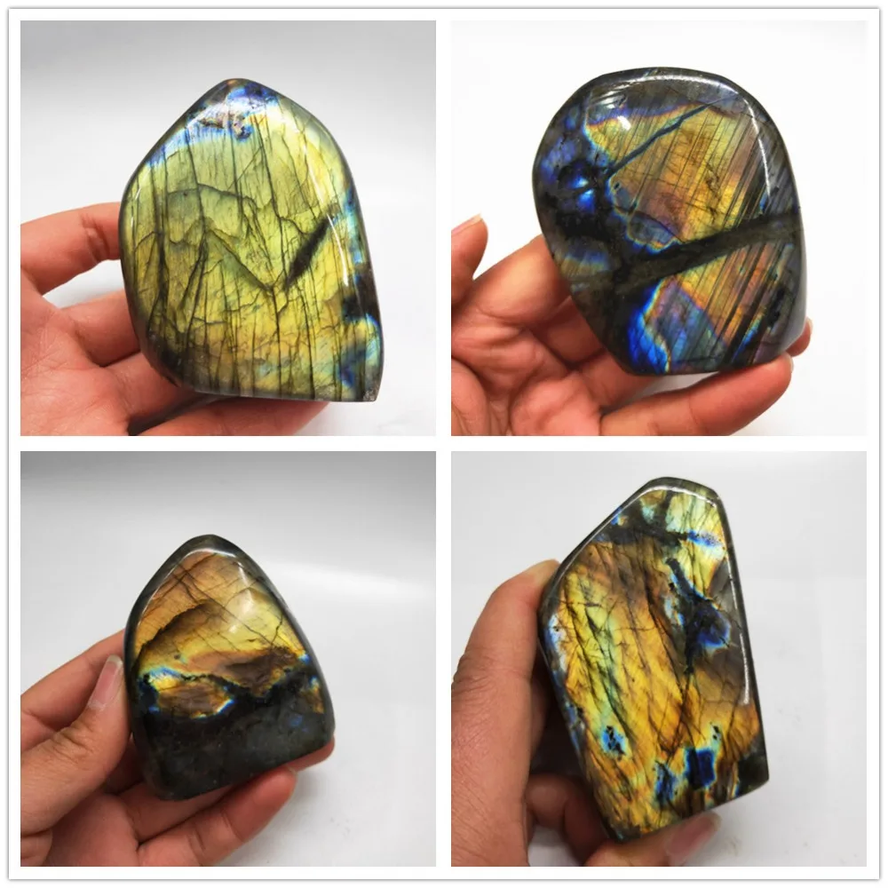 Natural Labradorite Free Form Stone Shining Labrador Feldspar Stand ...