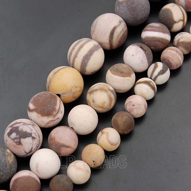 Natural Zebra Jas per Gem stones Matte Frosted Round Loose Beads 4mm ...
