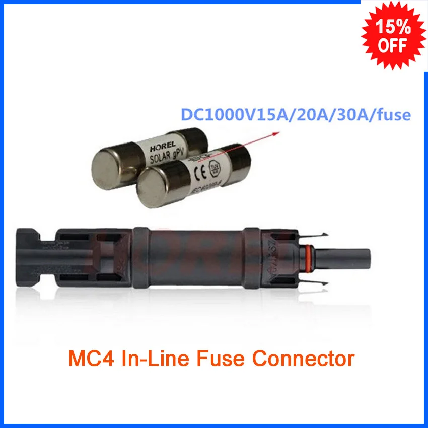 10 Pieces x Solar Panel MC4 PV Connectors with fuse holder 15 Amp ...