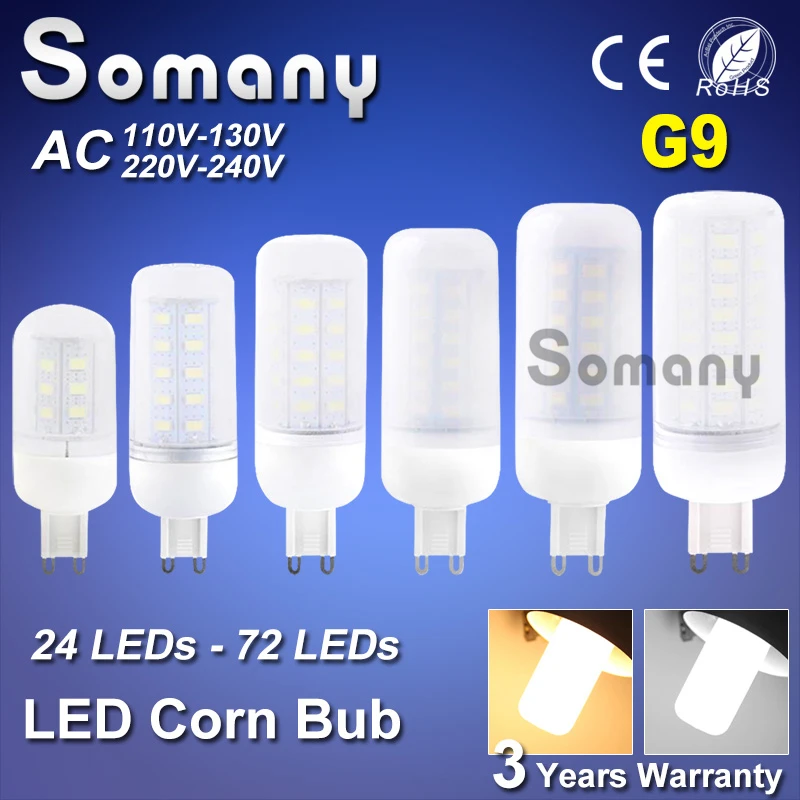 AC 110V 220V LED G9 Lamp 24 72 LEDs 380 1020LM LED Spotlight Chandelier ...