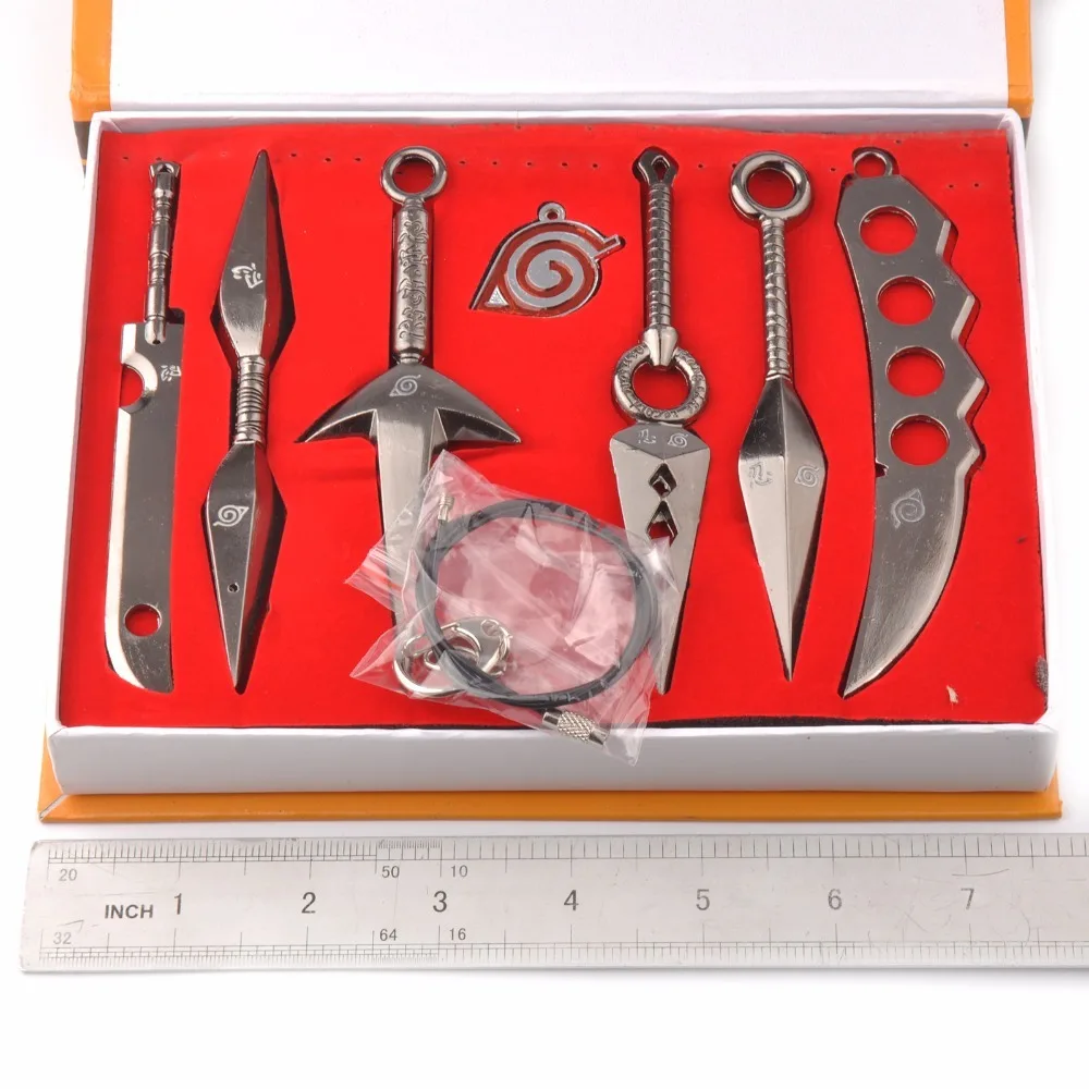 7pcs Naruto Metal Knife One Piece Anime Mini Weapons Model Hatake ...