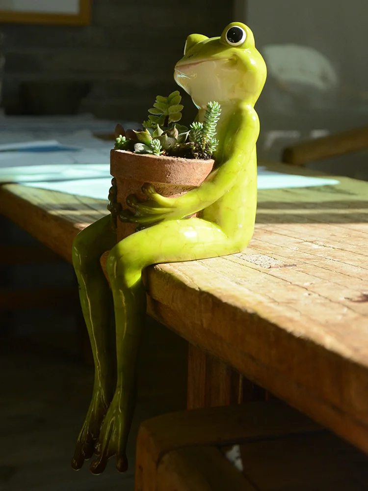 Original Design Cute Resin Frog Flower Pot Succulent Plants Pots ...