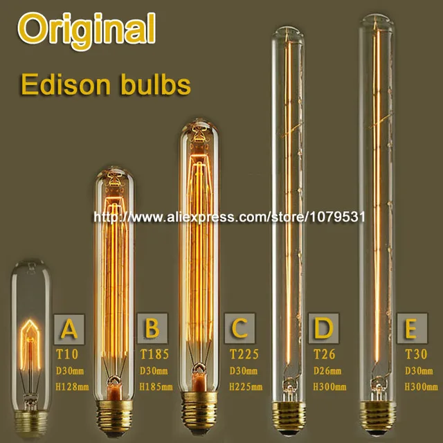 25W 40W 60W Vintage Edison Bulb T10 T185 T225 T26 T30 Incandescent Bulb ...