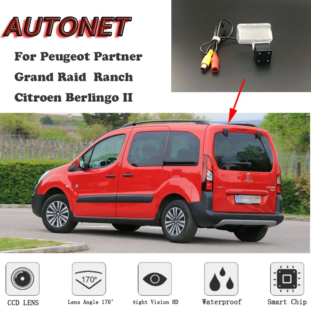 AUTONET HD Night Vision Backup Rear View camera For Peugeot Partner ...