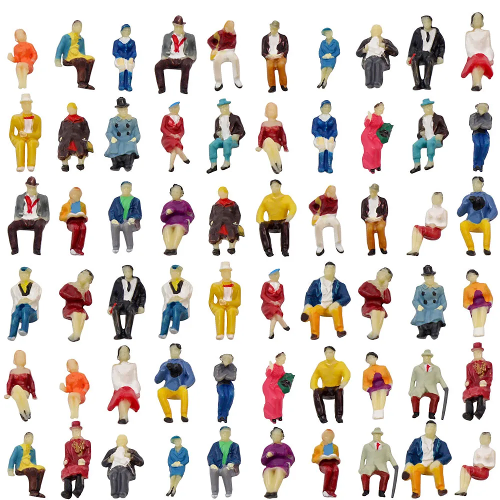 60pcs HO scale 1:87 All Seated Passenger People Sitting Figures 30 ...