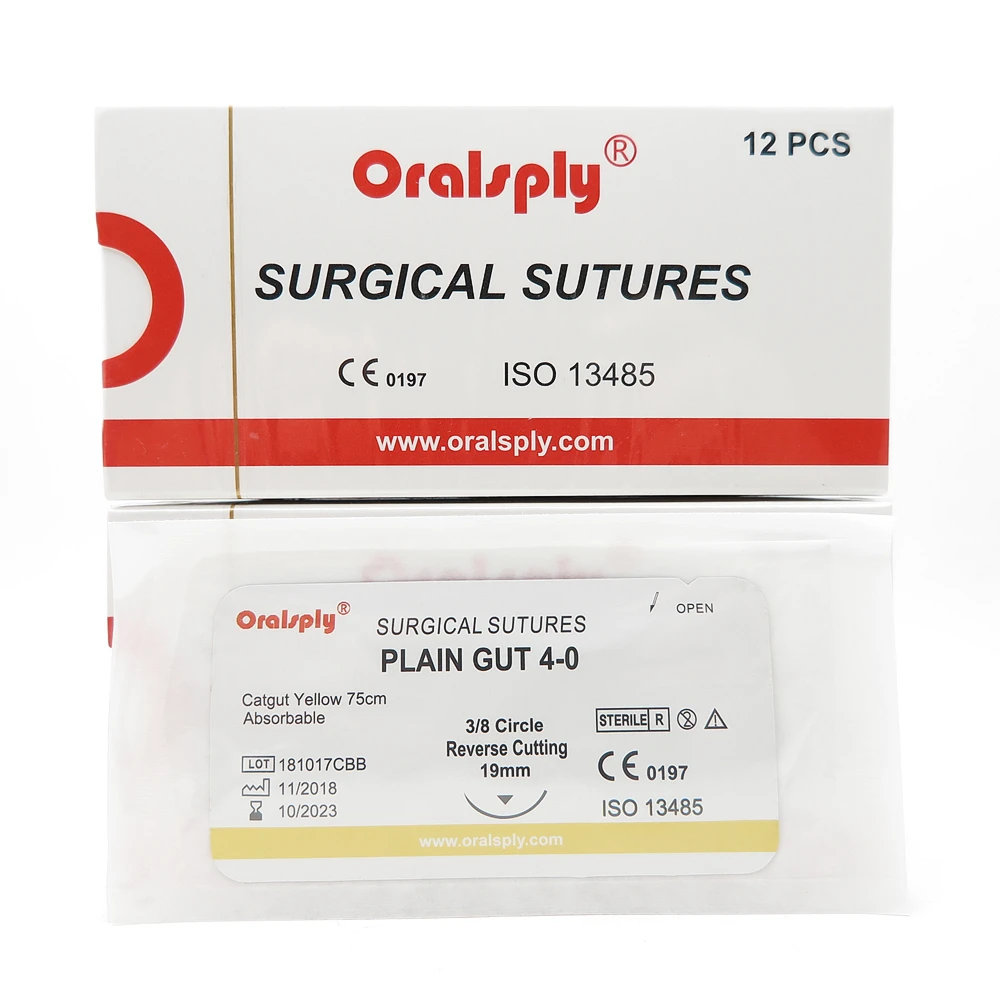 Dental Practice Sutures Sterile Absorbable PLAIN GUT 4-0 Catgut Yellow ...