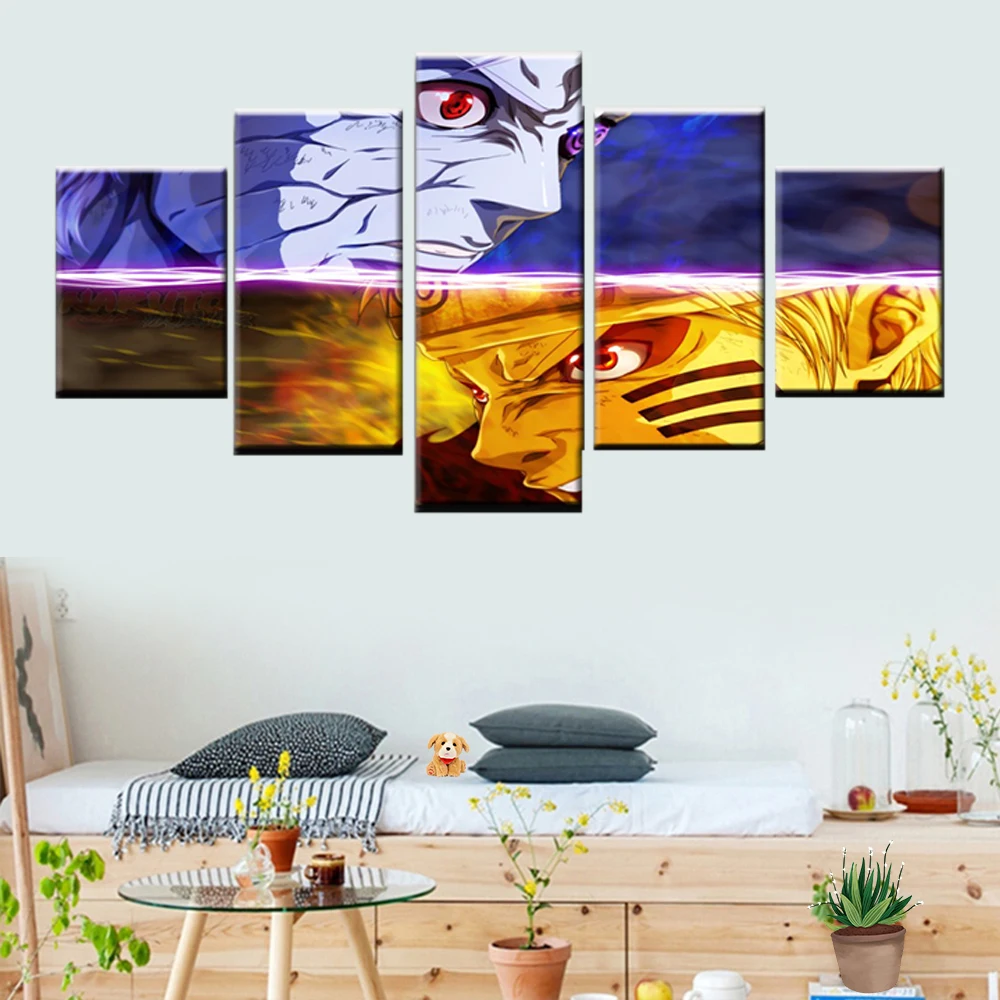 HD Print Picture Canvas 5 Panel Naruto Uzumaki Obito Uchiha Rinnegan ...