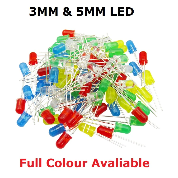 100pcs F3 F5 Dip Led Green Red Yellow Purple Blue Warm White Orange ...