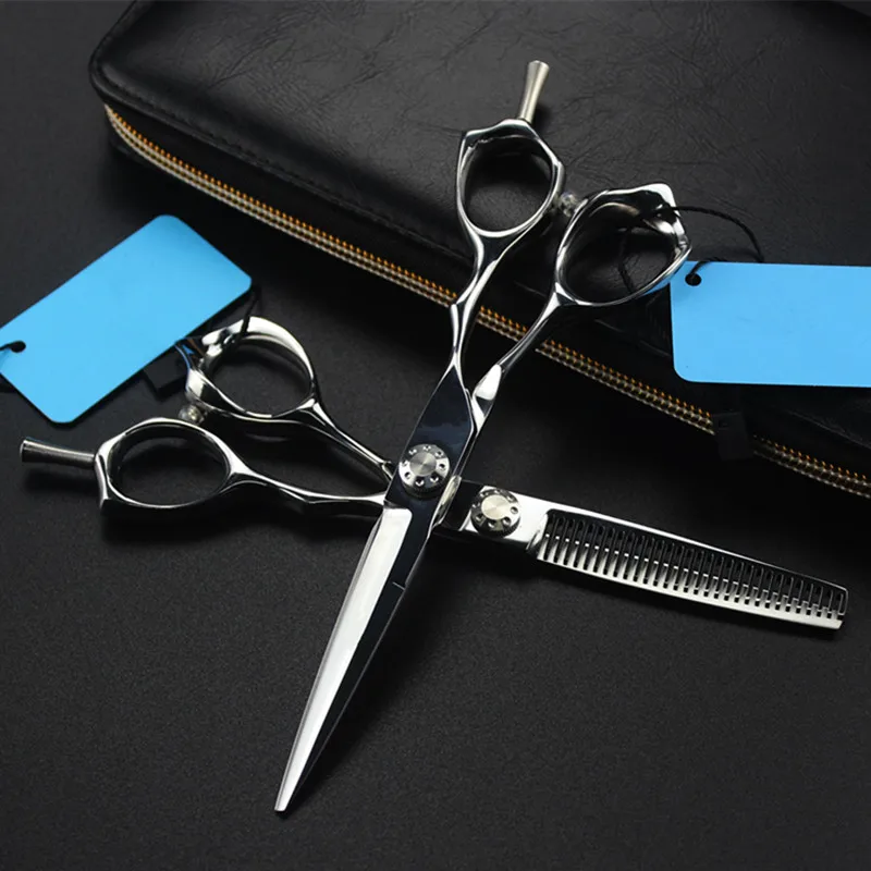 professional japan 440c 6 inch Ice calcination hair scissors cutting barber makas haircut ...