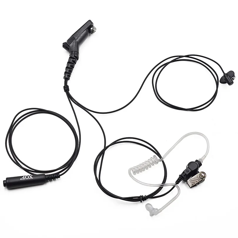 Xqf 3 Wire Ptt Surveillance Air Acoustic Tube Earpiece Headset Mic For ...