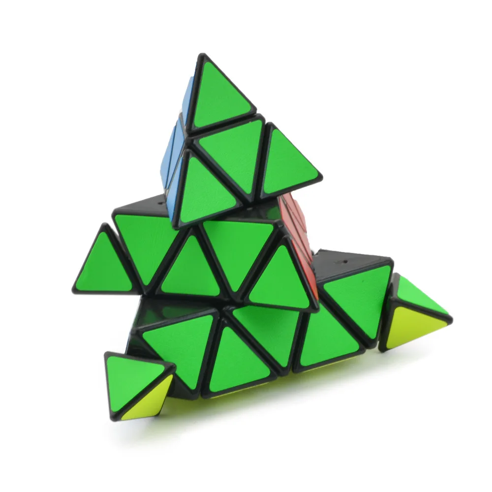 Tetrahedron Pyramid Triangle Multi-color Stickerless/Black 4x4x4 Speed ...