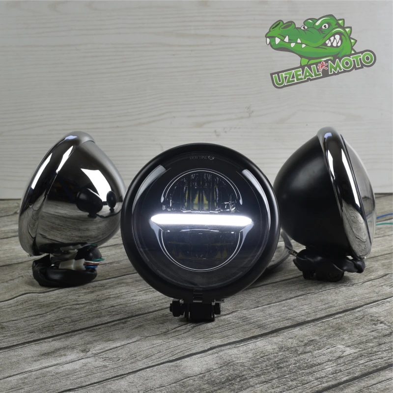 Harley Retro Motorcycle Modified LED Highlights 5.75 inch Headlights ...