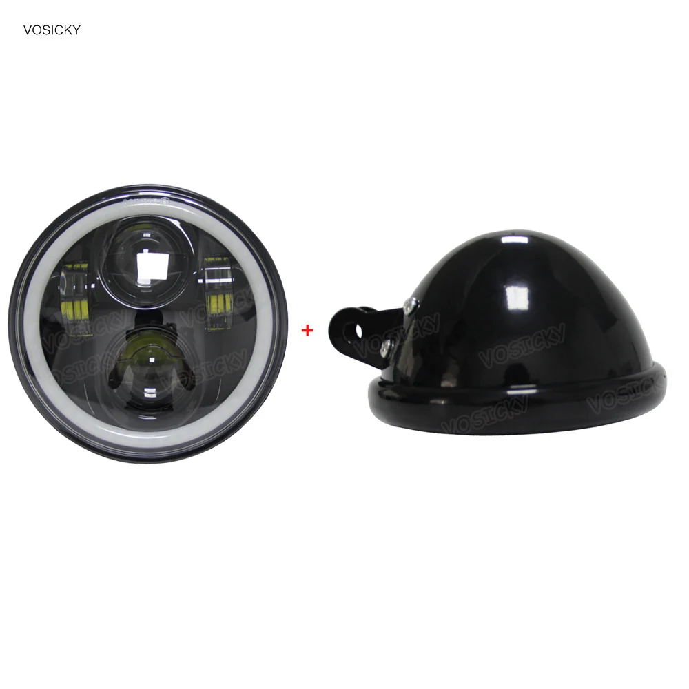 5.75 inch Motorcycle Led headlights Fit 5.75" H4 Headlamp With Angel ...