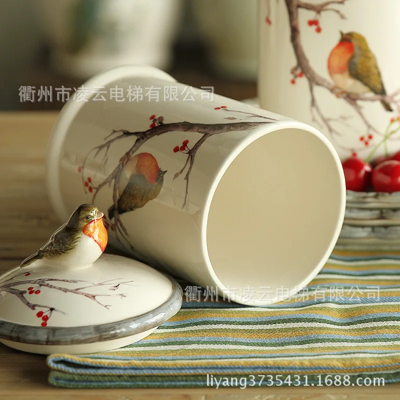 Rural Ceramic Tableware Painted Robin Bird Creative Ceramic Mug Relief ...