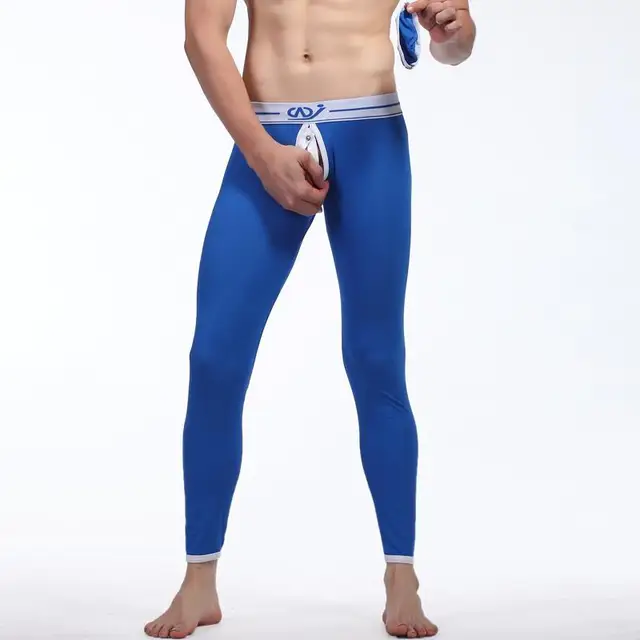 1pcs Thermal Underwear Men Tight Leggings Open Pouch Bag Sheer Thermo Pants Gay Sex Clothing