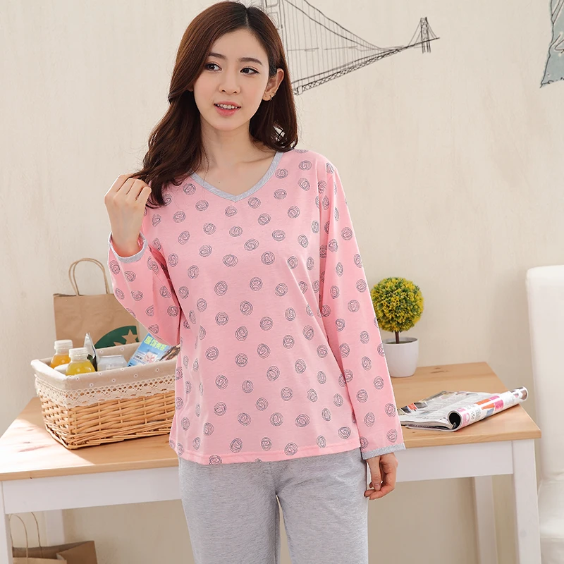 V Neck Women pajamas set 100% cotton pajamas lovely pajamas spring and ...