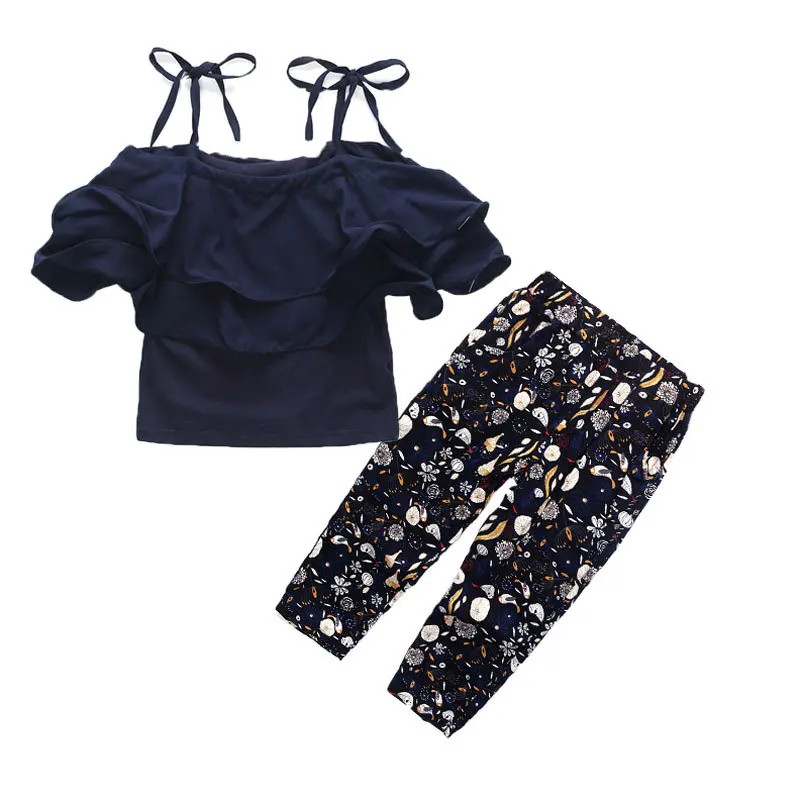 Girls Sets Clothes Kids Fashion Tops Floral Pants Two Piece Set ...