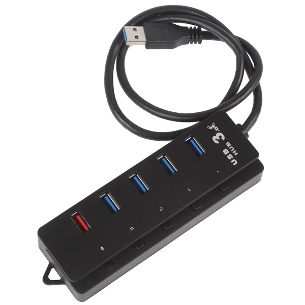 5Gbs Speed 5 Port USB 3.0 HUB with Each Separate Switch & Blue LED ...