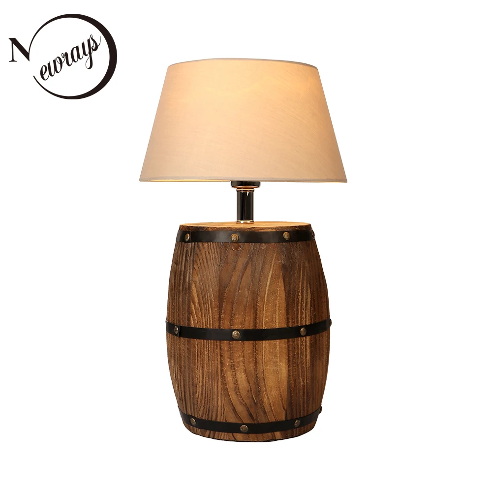 European retro industrial decorative bedside wine barrel lighting table ...