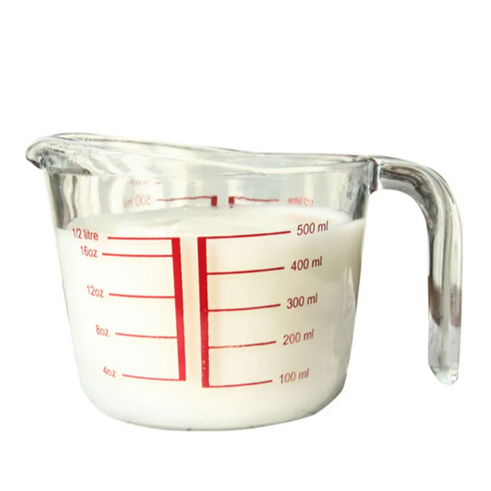 HIPSTEEN 500ml 1000ml Measuring Cup Heat Resistant Tempered Glass Cup