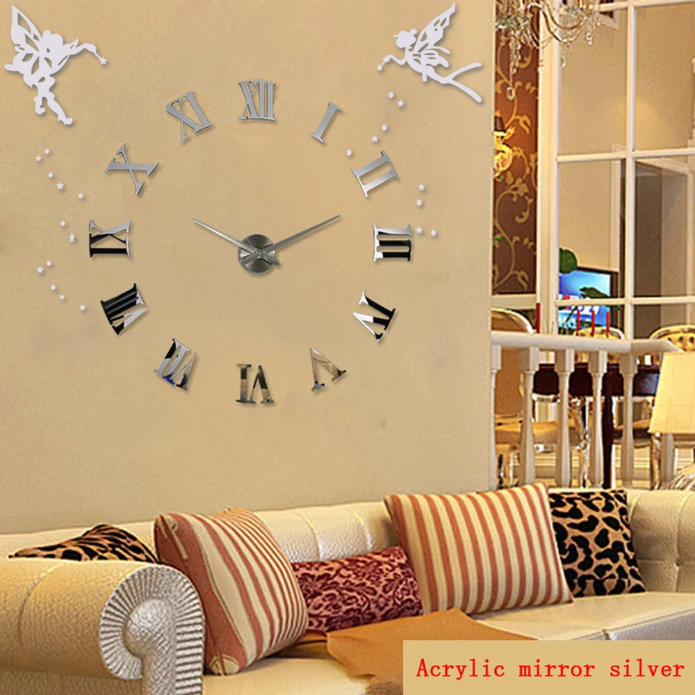 Clocks Home & Living 3D DIY Extra Large Roman Numerals Luxury Mirror ...
