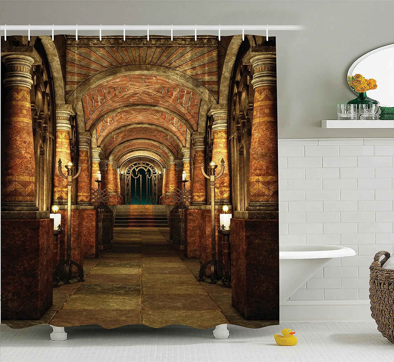 Gothic-House-Decor-Shower-Curtain-Ancient-Passage-With-Stairways-Secret ...