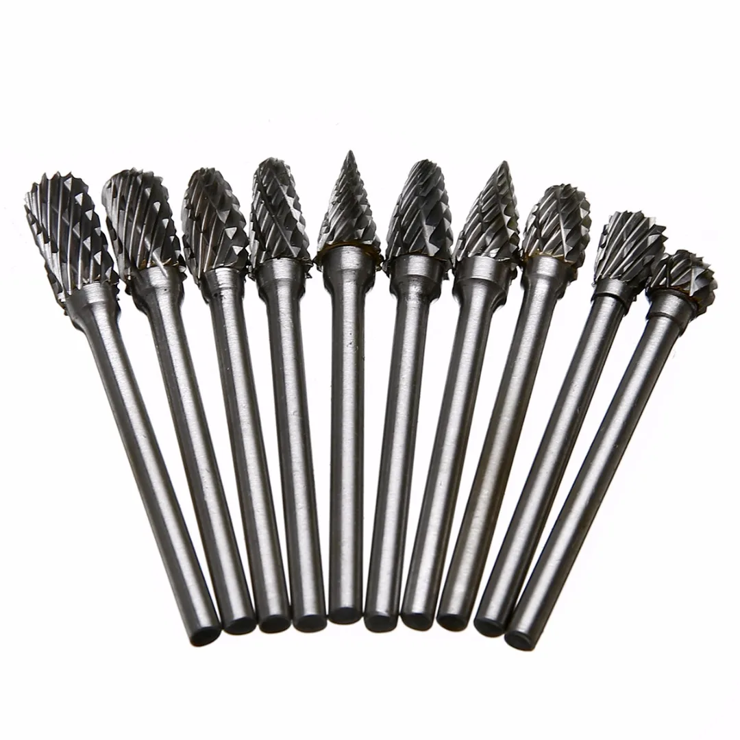 10pcs 1 8 3mm Shank Tungsten Carbide Milling Cutter Rotary Tool Burr