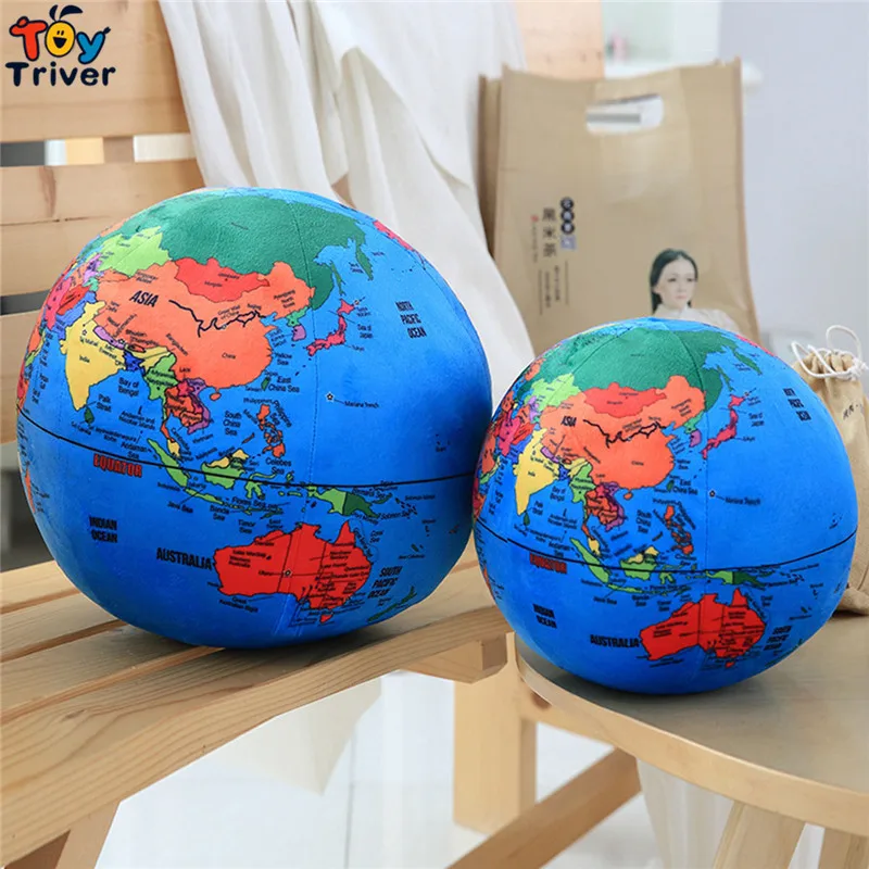 Plush World Map Globe Ball Teach Geography Toys for Kids Baby Children ...